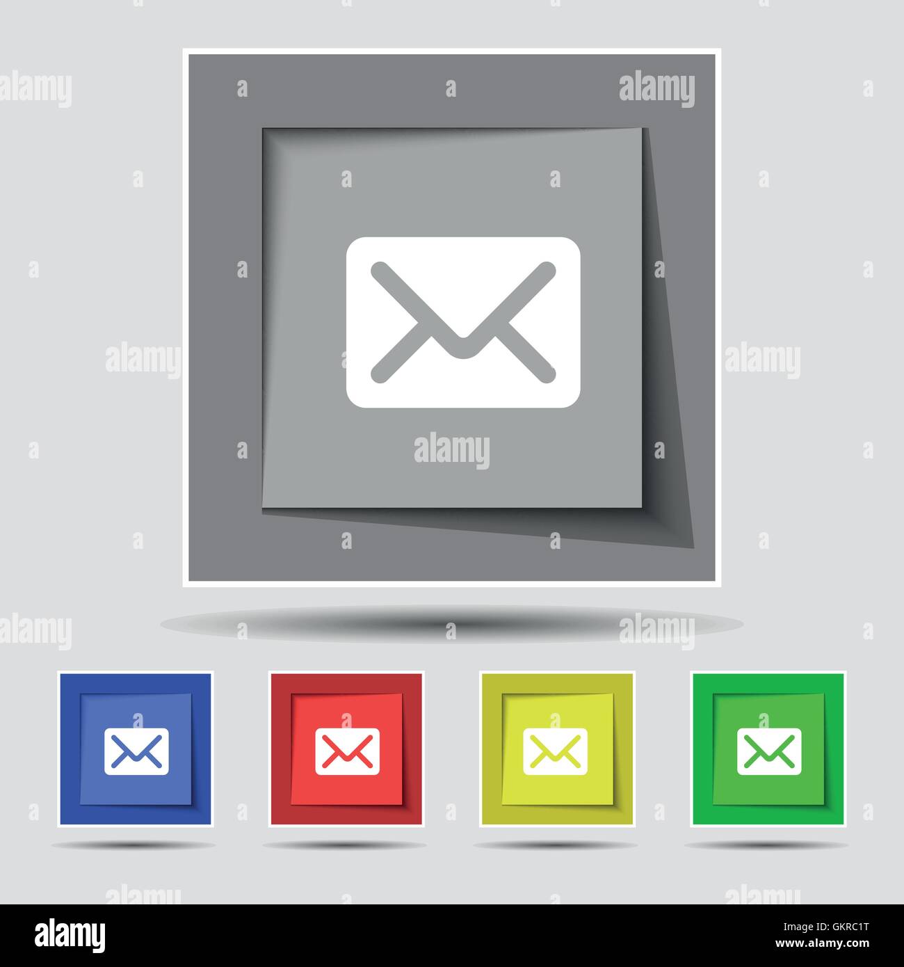 Mail, envelope, letter icon sign on original five colored buttons ...