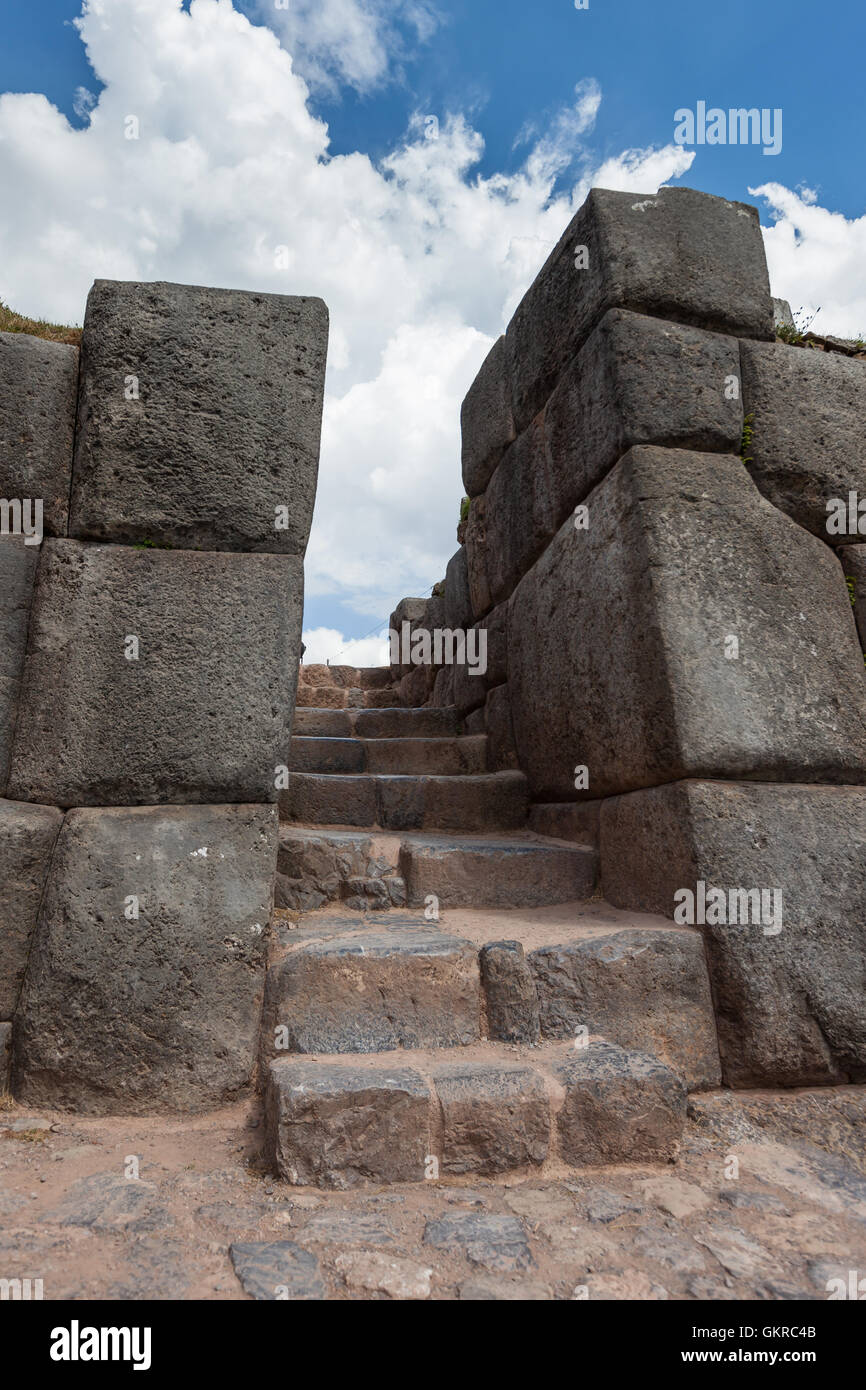 Inca site in Peru Saqsaywaman with classic Inca stone work that amazes ...