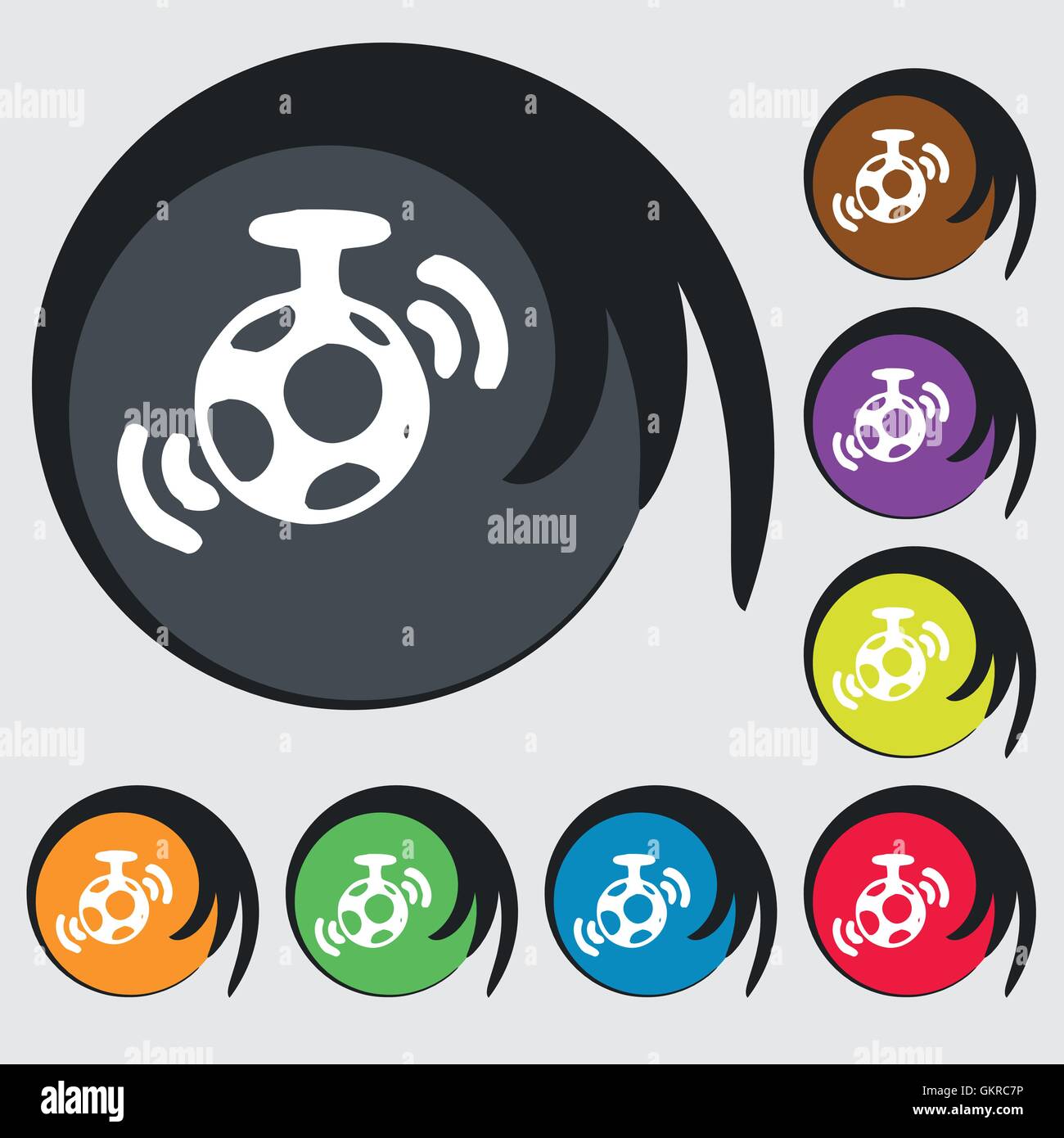 mirror ball disco icon sign. Symbol on eight colored buttons. Vector ...