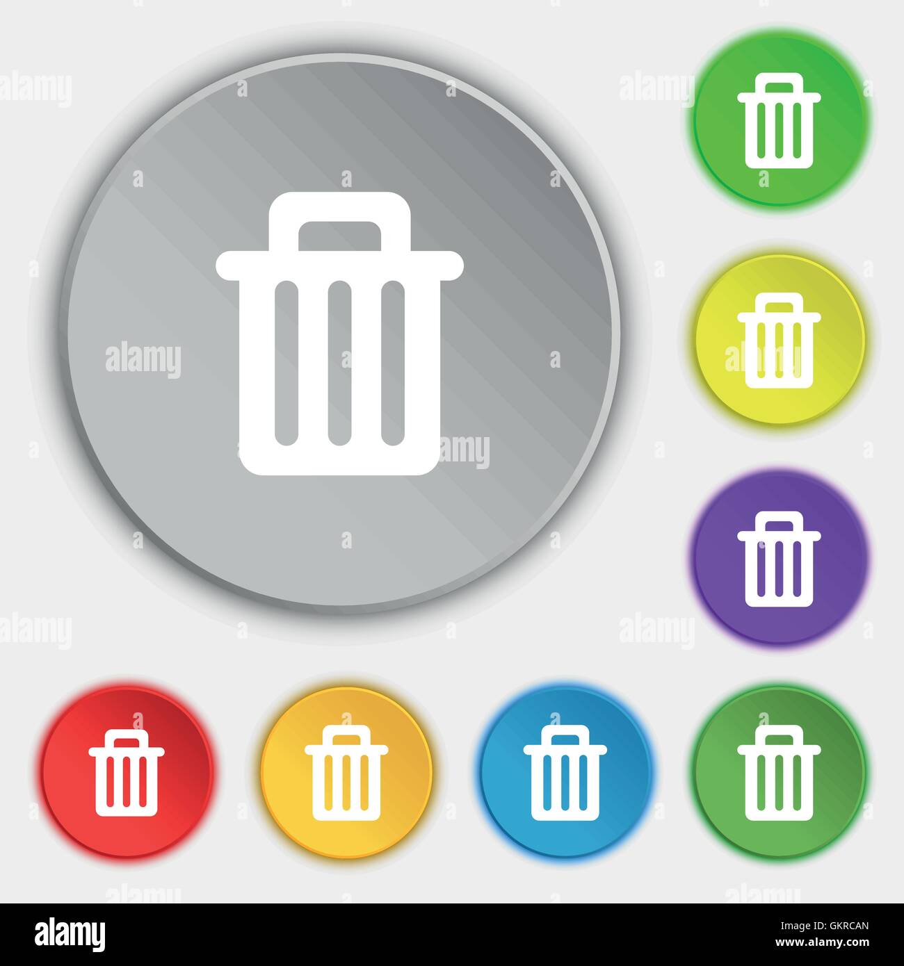 Recycle bin icon sign. Symbol on five flat buttons. Vector Stock Vector ...