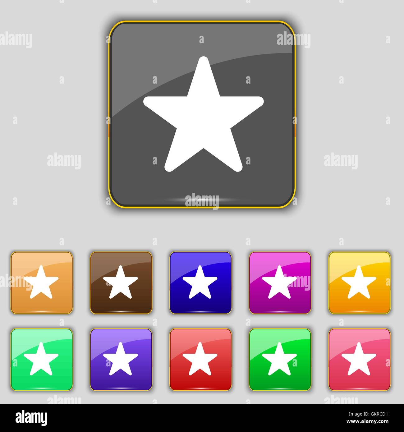 Favorite Star icon sign. Set with eleven colored buttons for your site ...