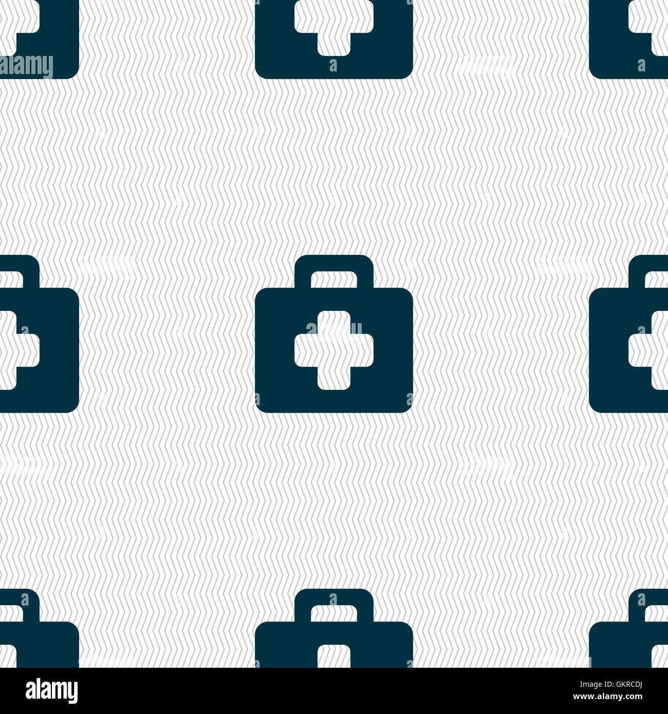 first aid kit icon sign. Seamless pattern with geometric texture ...