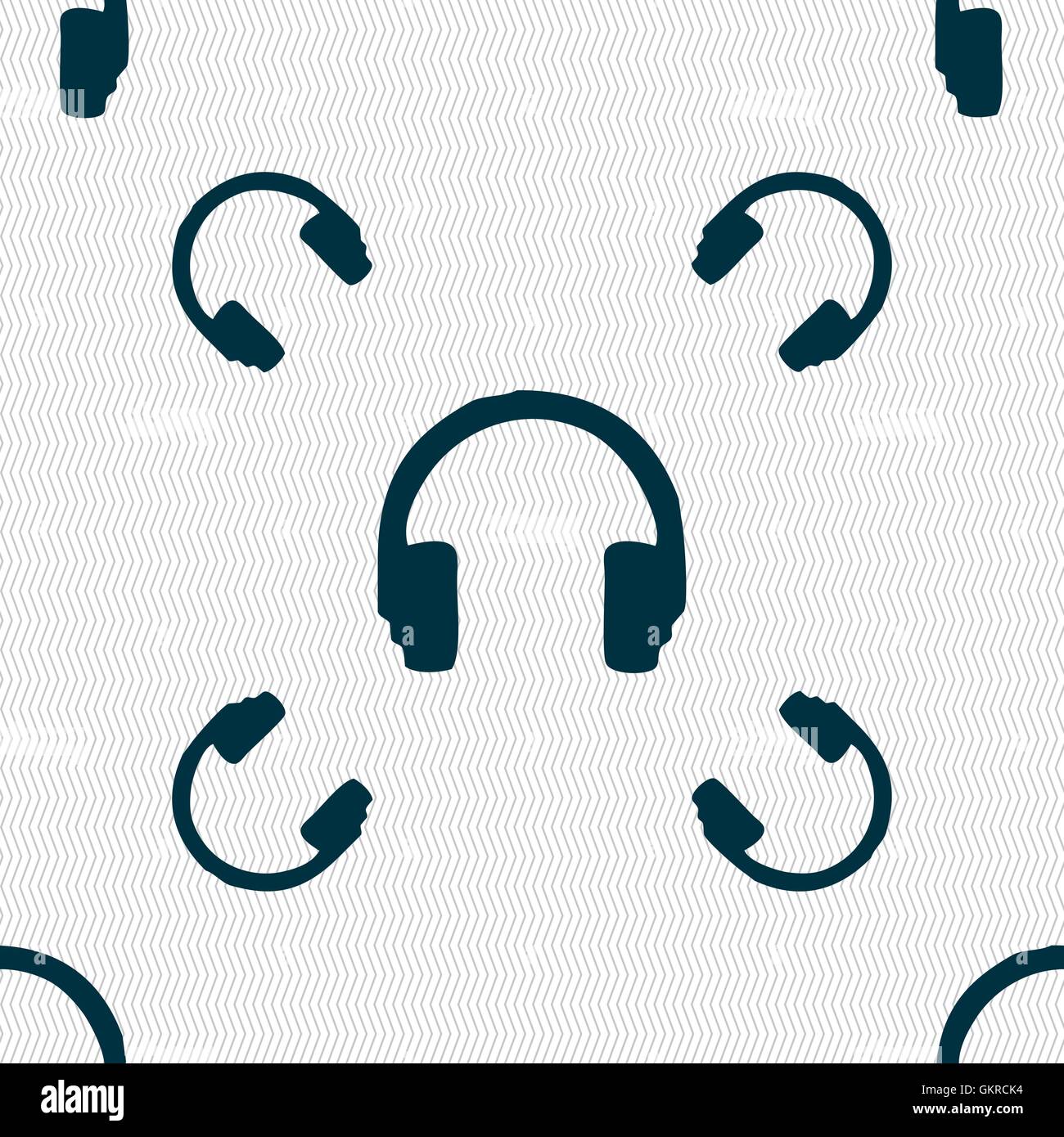 headsets icon sign. Seamless pattern with geometric texture. Vector ...