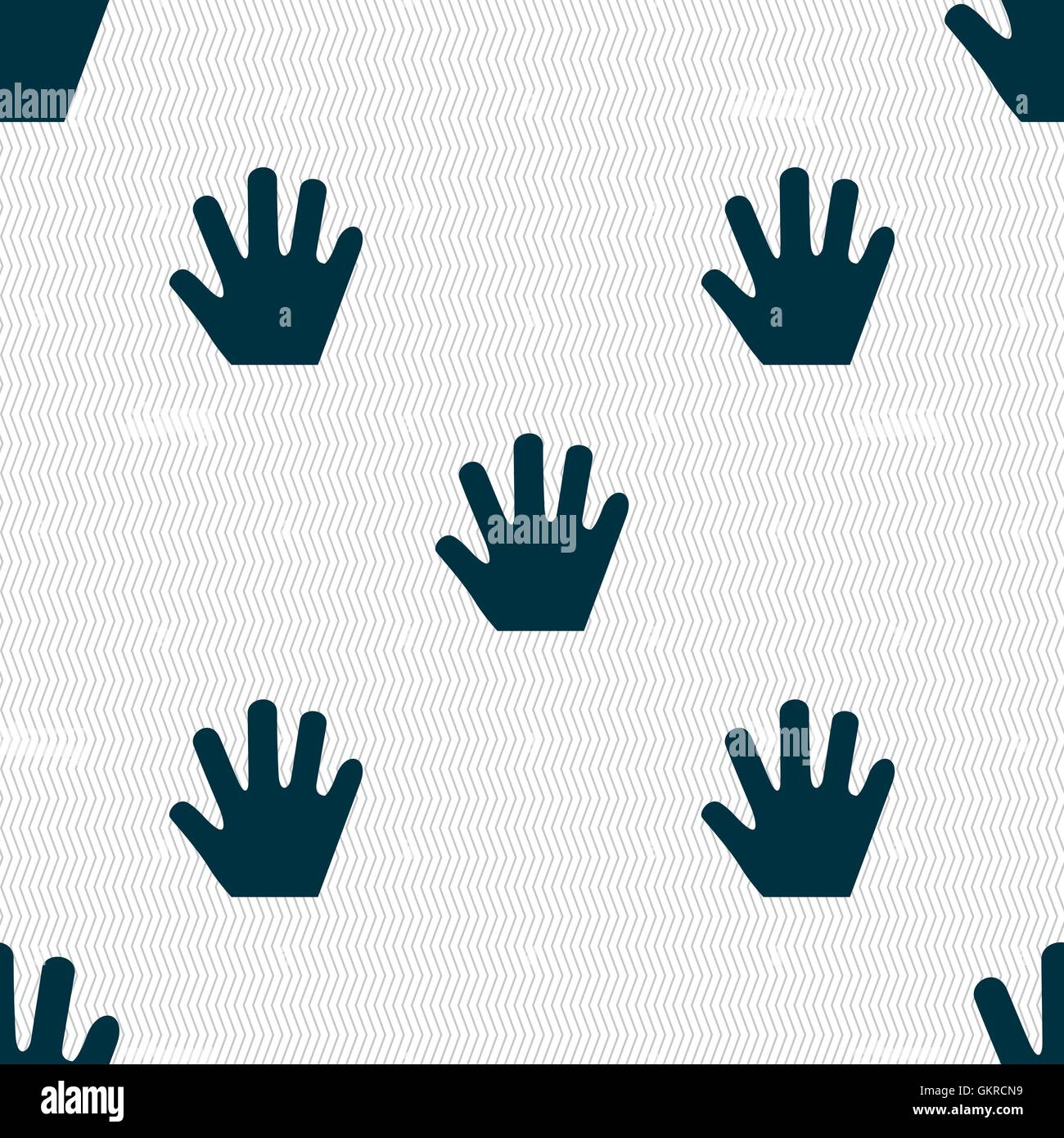Hand icon sign. Seamless pattern with geometric texture. Vector Stock ...