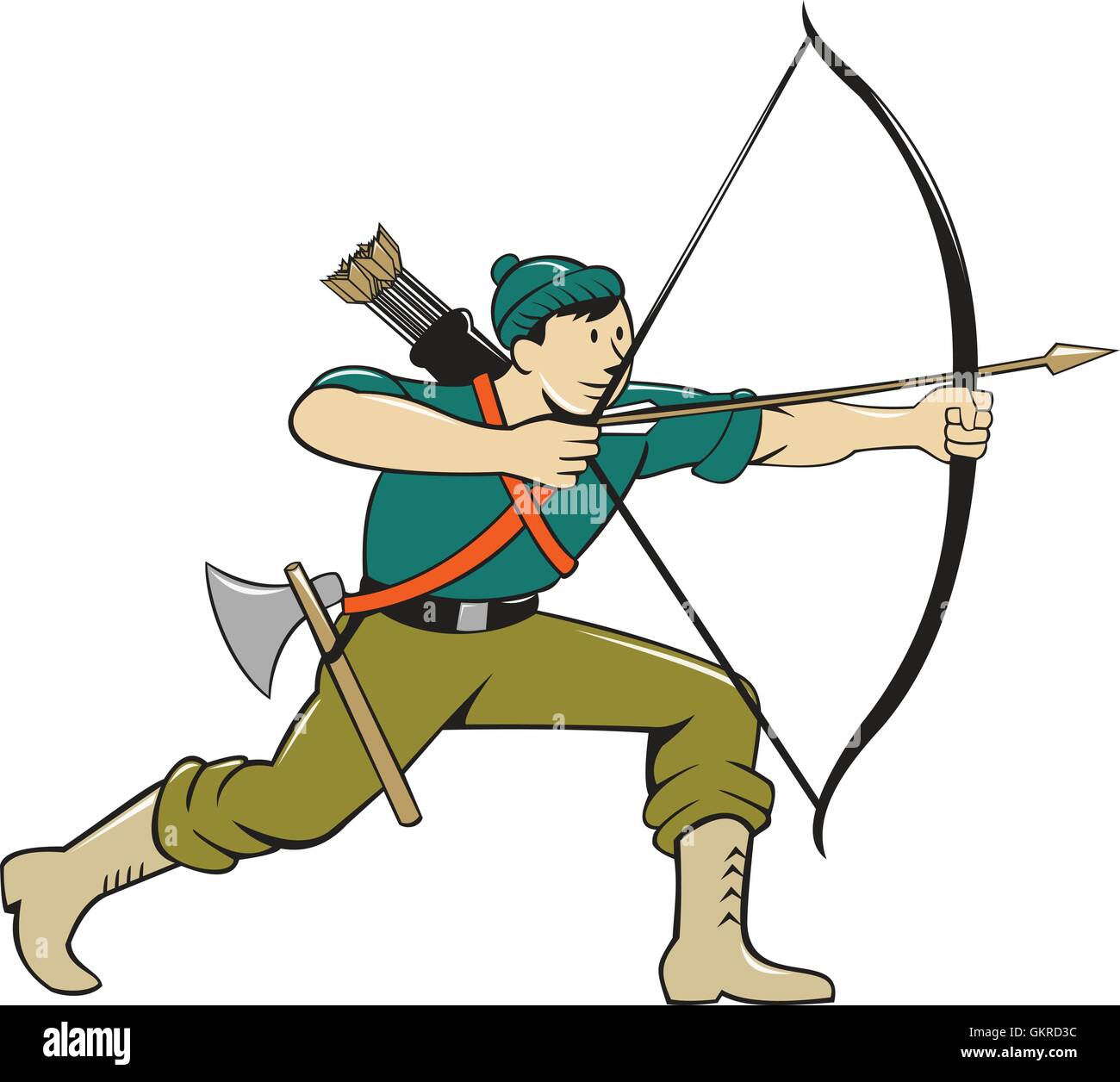 Archer Aiming Long Bow Arrow Cartoon Stock Vector Image & Art - Alamy