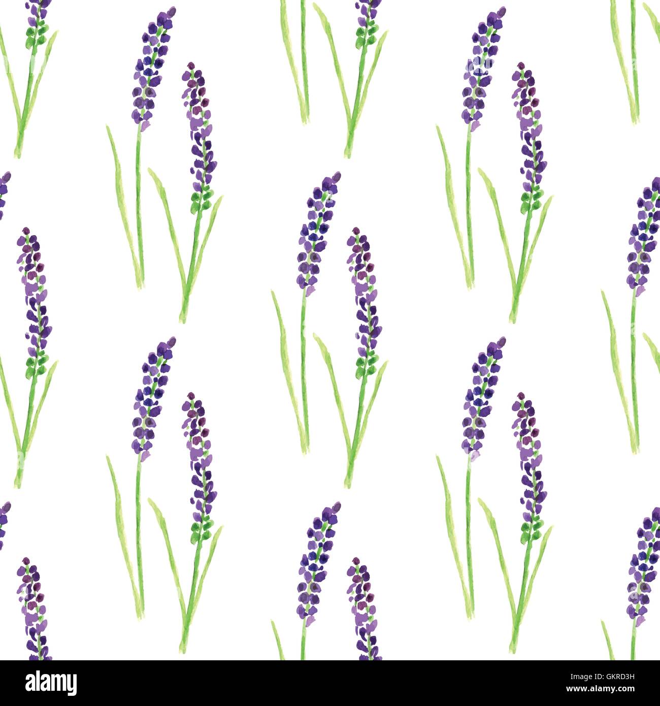 Watercolor painted seamless lavender pattern Stock Vector Image & Art ...