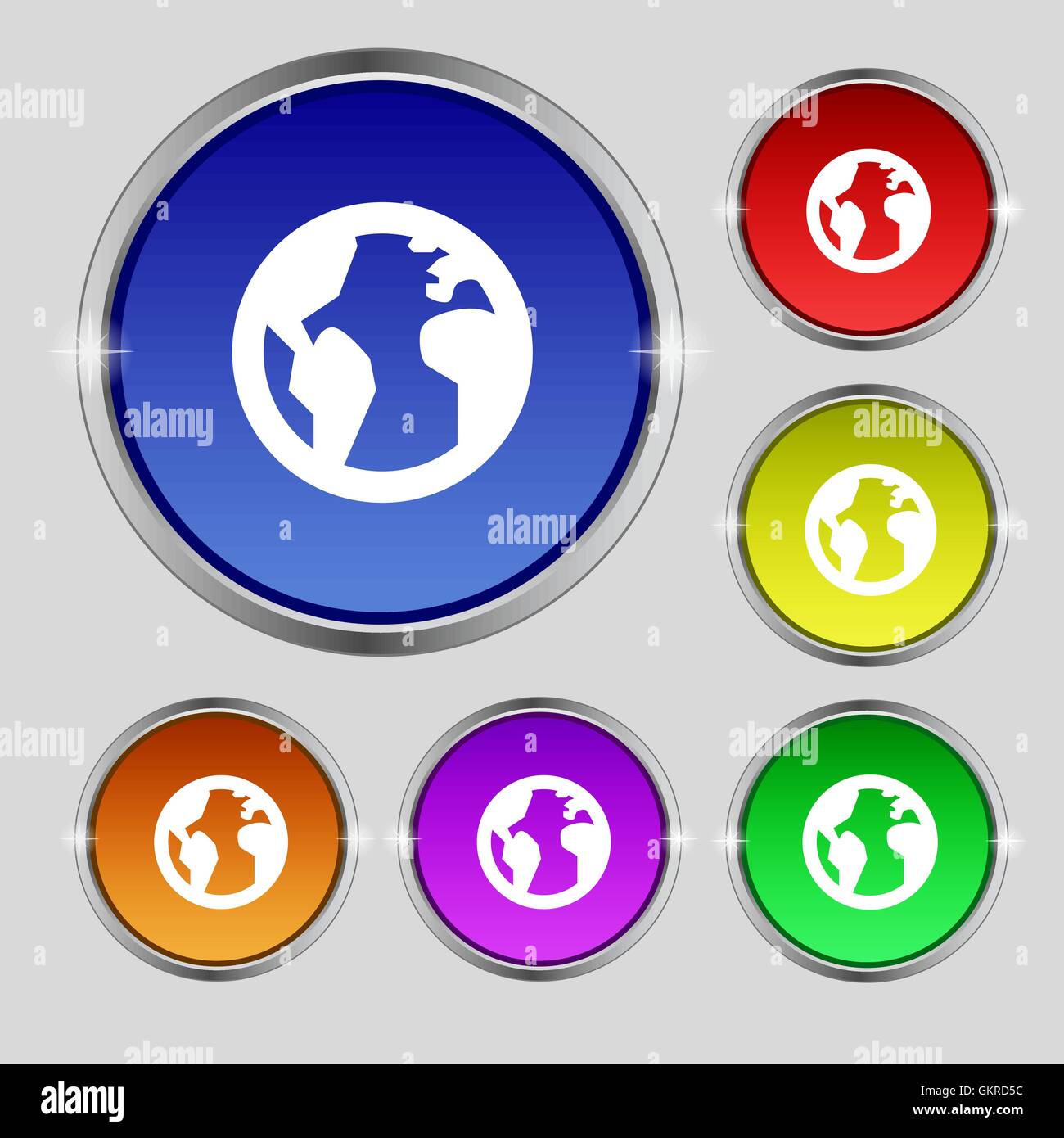 Globe, World map geography icon sign. Round symbol on bright colourful ...