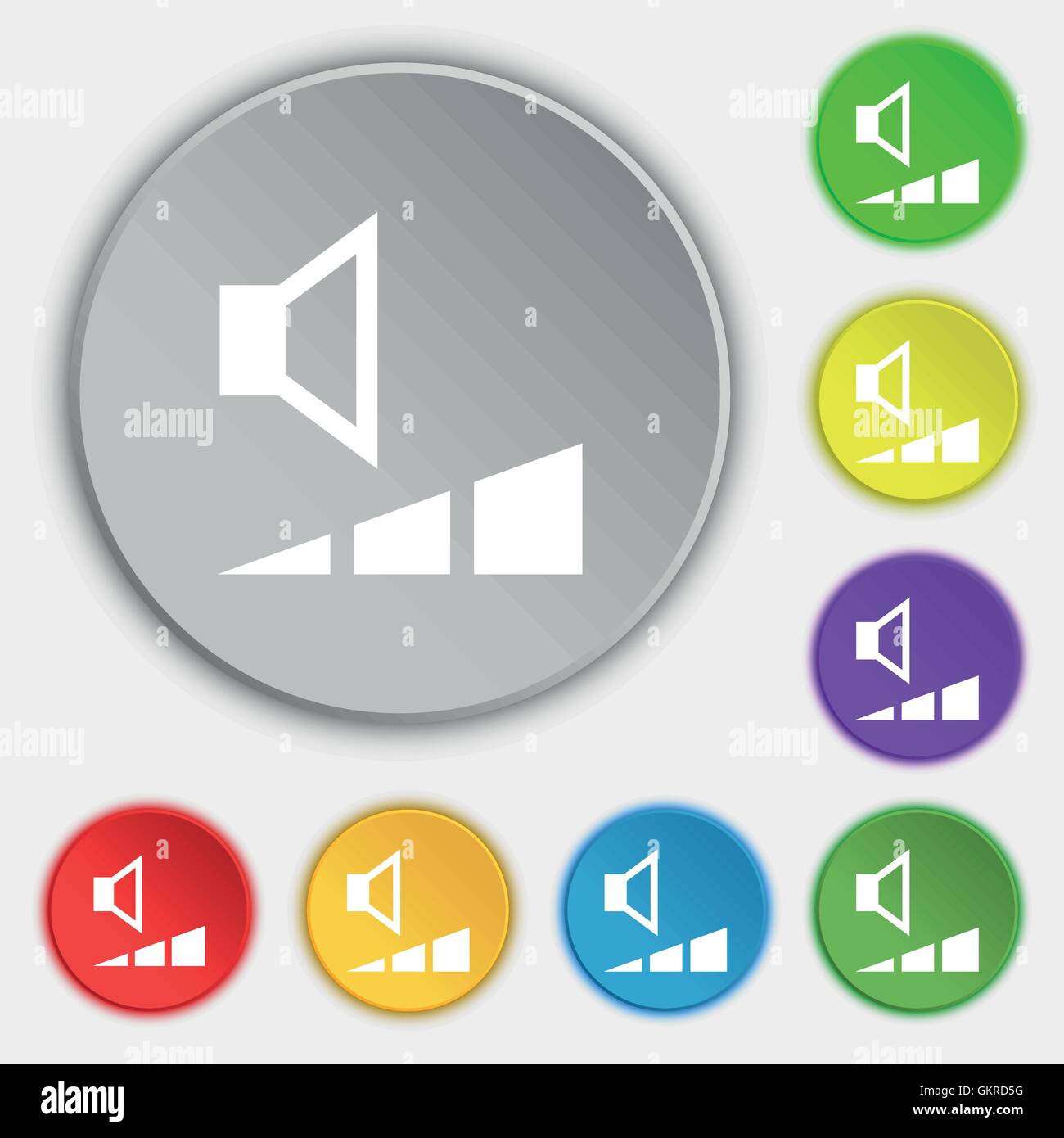 volume, sound icon sign. Symbol on five flat buttons. Vector Stock ...