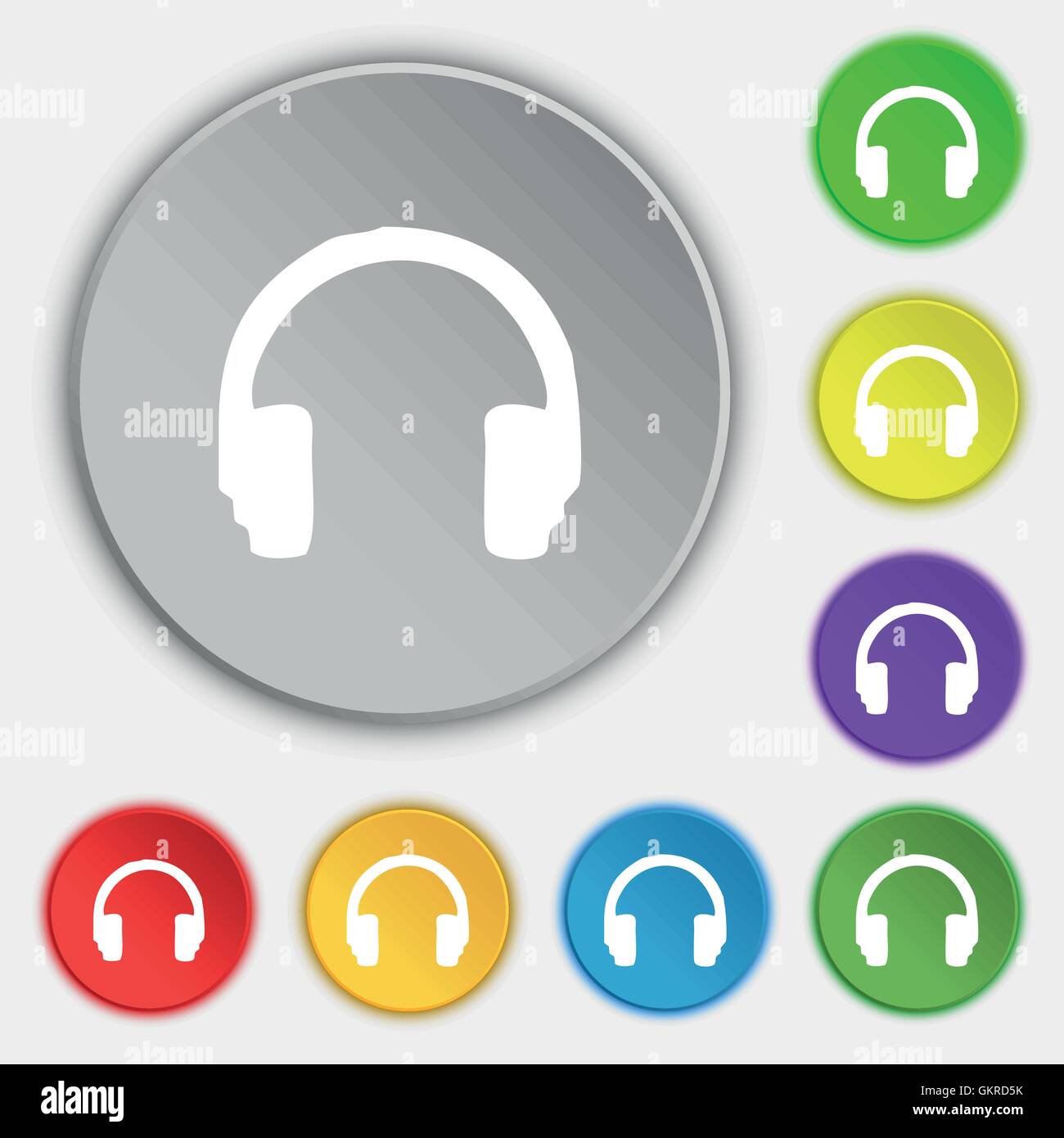 headsets icon sign. Symbol on five flat buttons. Vector Stock Vector ...