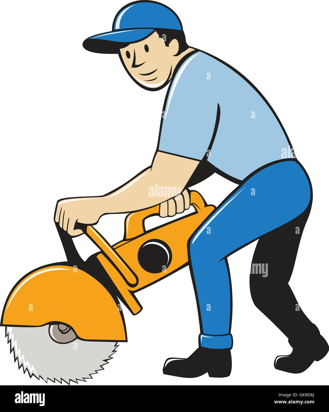 Construction Worker Concrete Saw Cutter Isolated Stock Vector Image ...