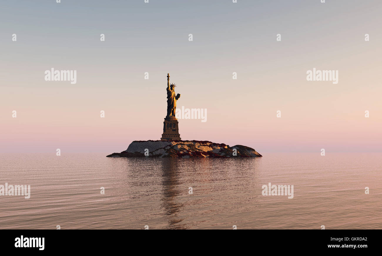liberty statue in post apocalyptic environment Stock Photo - Alamy