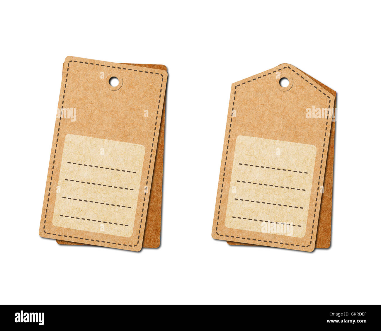Recycle Paper Blank Labels on White Background Stock Photo - Alamy