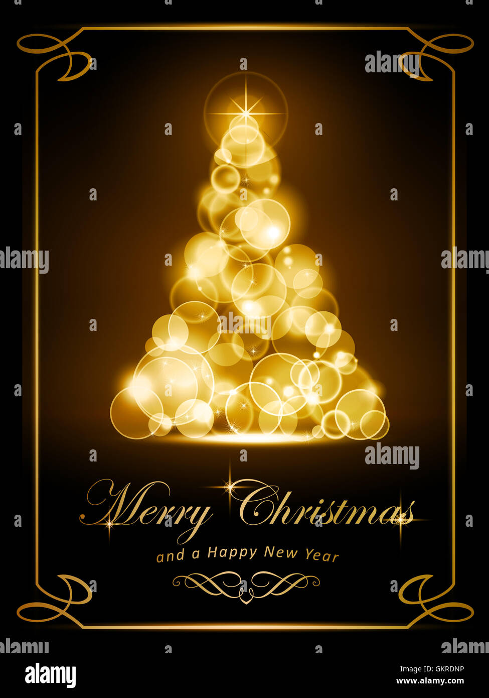 Elegant golden Christmas card Stock Photo - Alamy