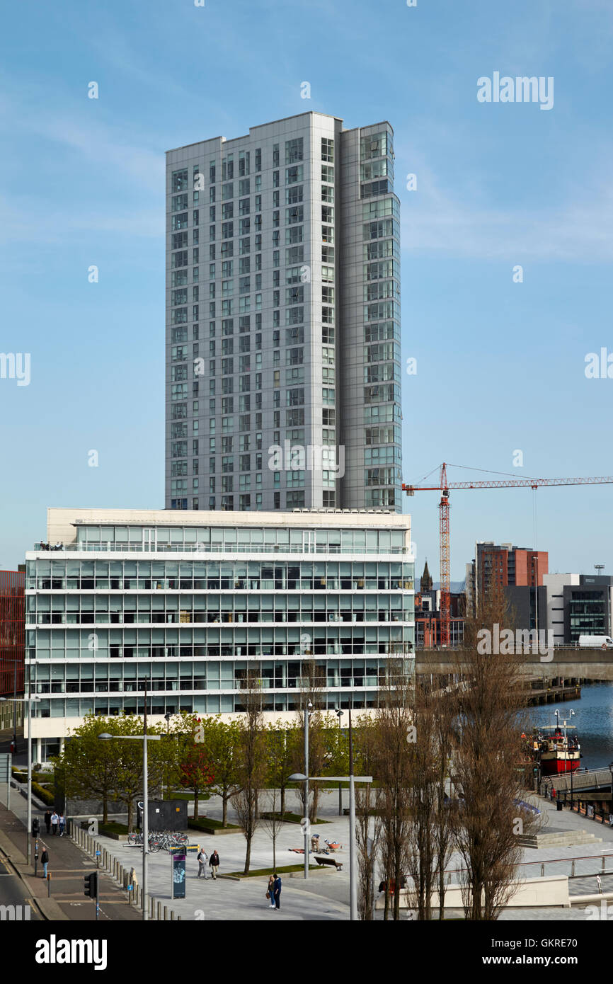 Belfast river lagan waterfront obel tower Stock Photo - Alamy