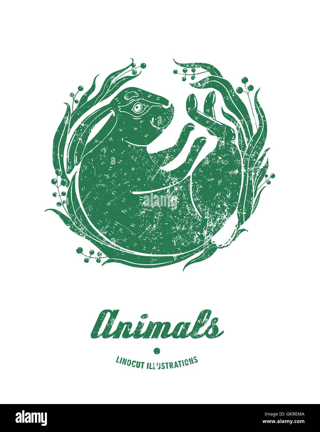 Vector illustration of linocut rabbit Stock Vector Image & Art - Alamy