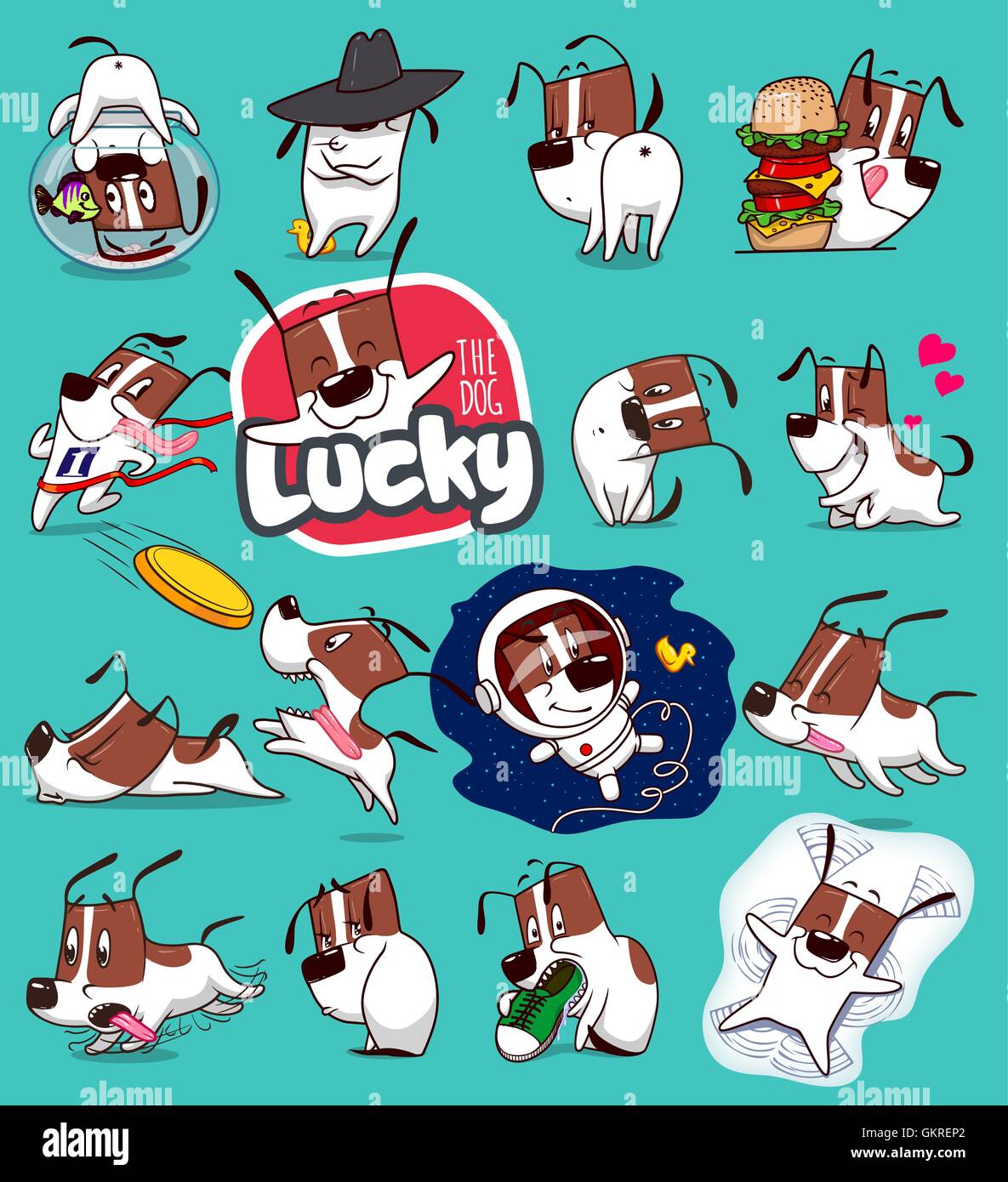 Sticker Collection of Emoji Cartoon Dog Emoticons Stock Vector Image ...