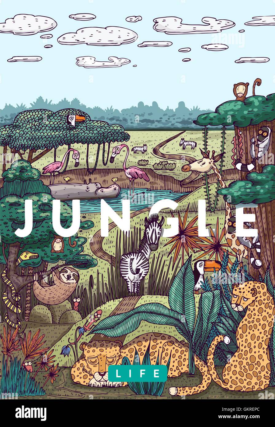 Cartoon jungle Stock Vector Images - Alamy
