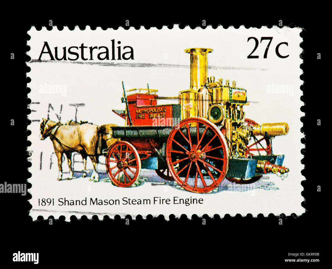 Postage stamp from Australia depicting an 1891 Shand Mason steam fire ...