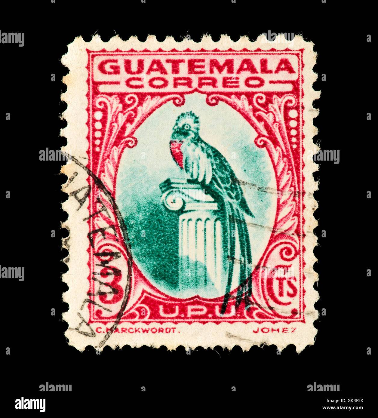 Postage stamp from Guatemala depicting a resplendent quetzal Stock ...