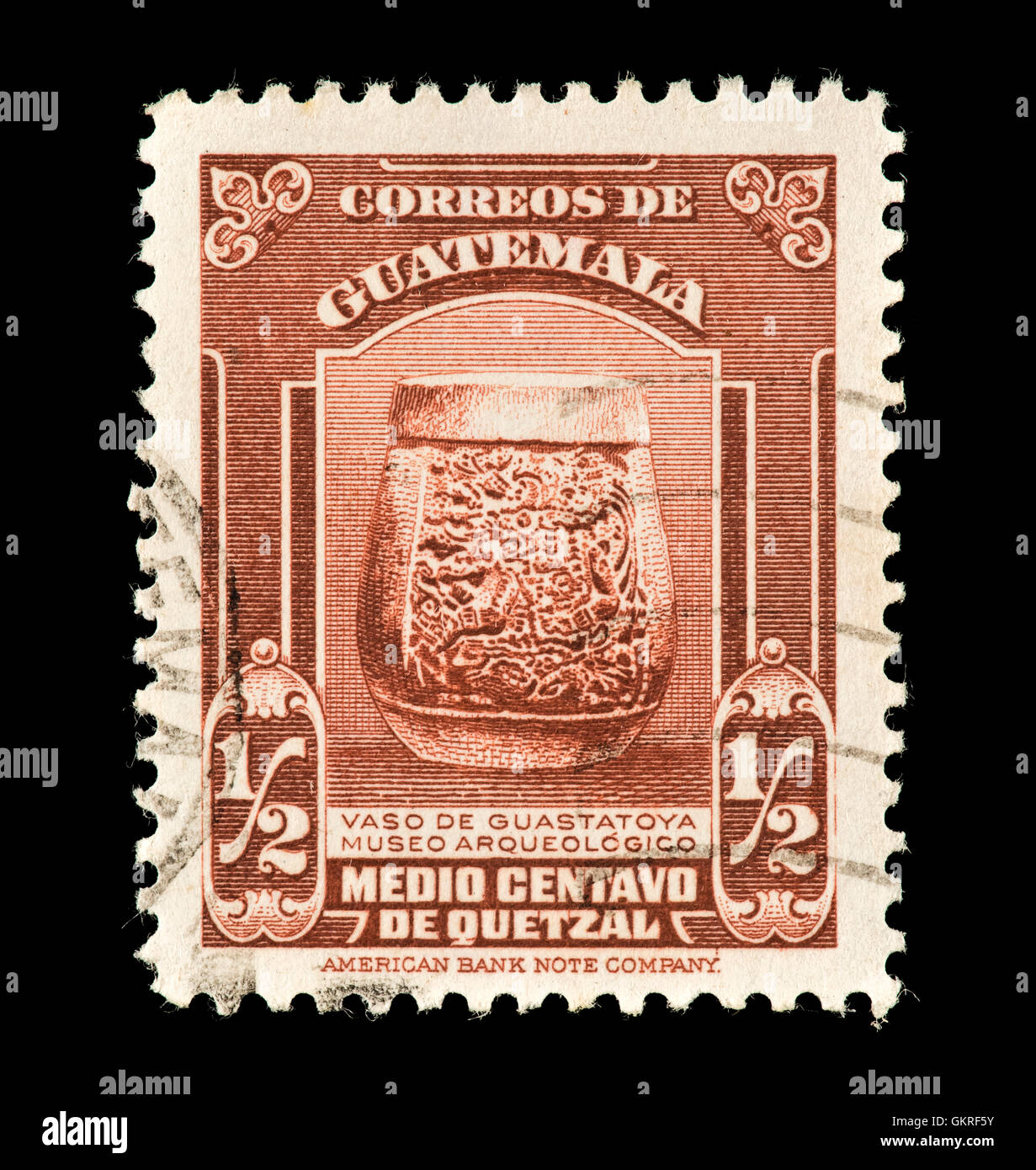 Postage stamp from Guatemala depicting a vase from Guastatoya Stock ...