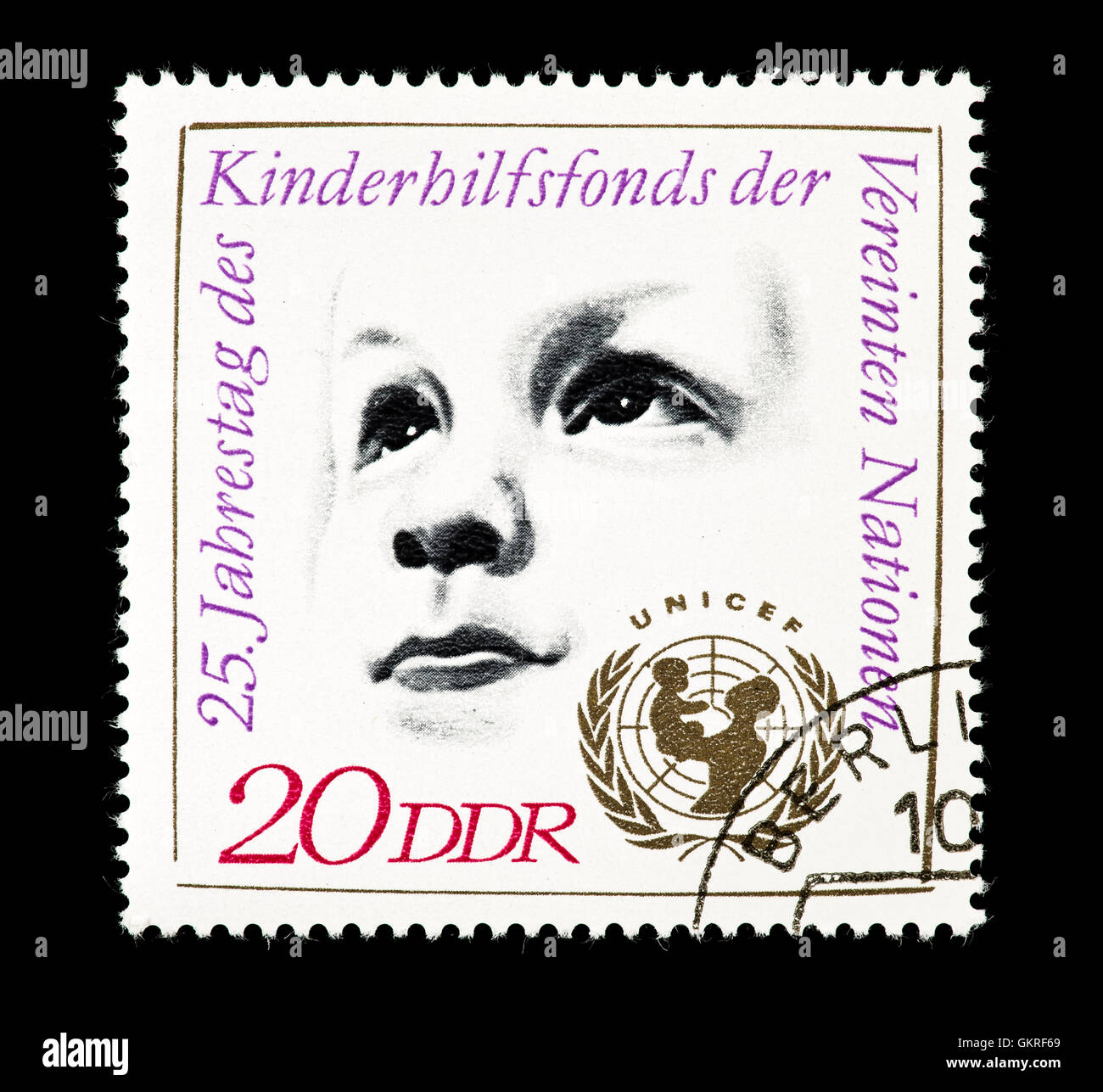 Postage stamp from East Germany (DDR) depicting a child's face and the ...