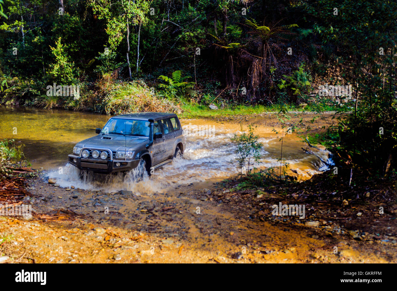 4wd, offroad driving through river crossings along a high country ...
