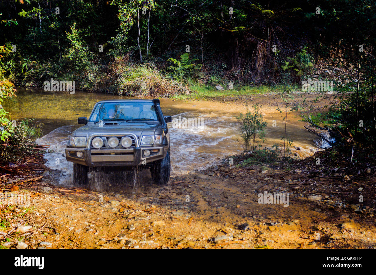 4wd, offroad driving through river crossings along a high country ...