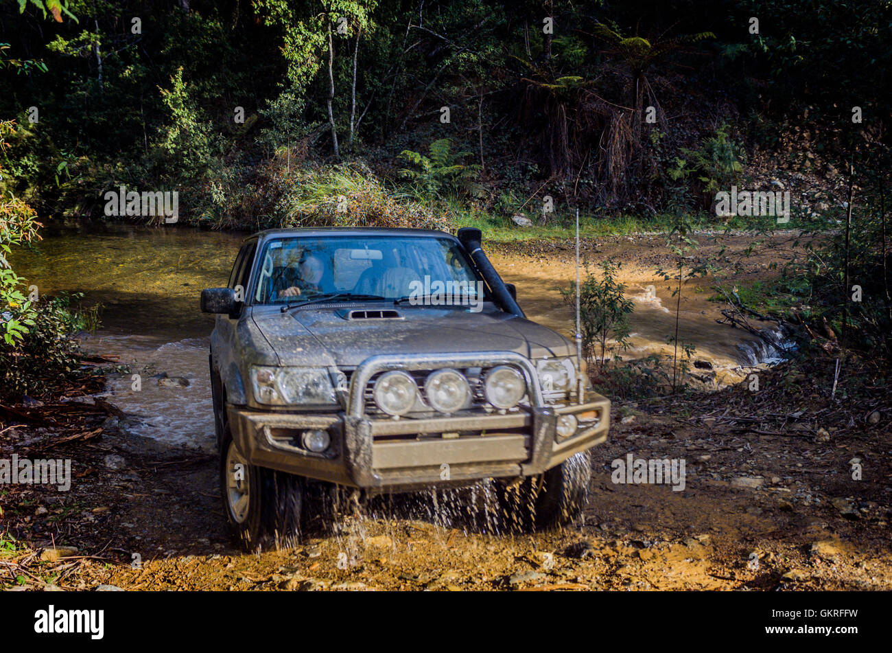 4wd, offroad driving through river crossings along a high country ...