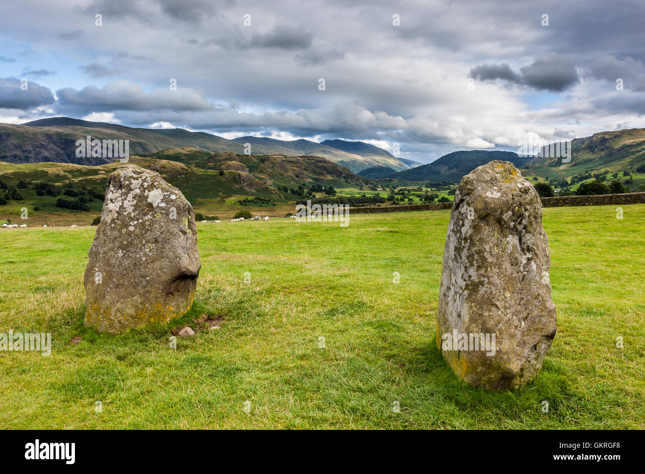 Standing stones at Castlerigg Stone Circle, near Keswick, Lake District ...