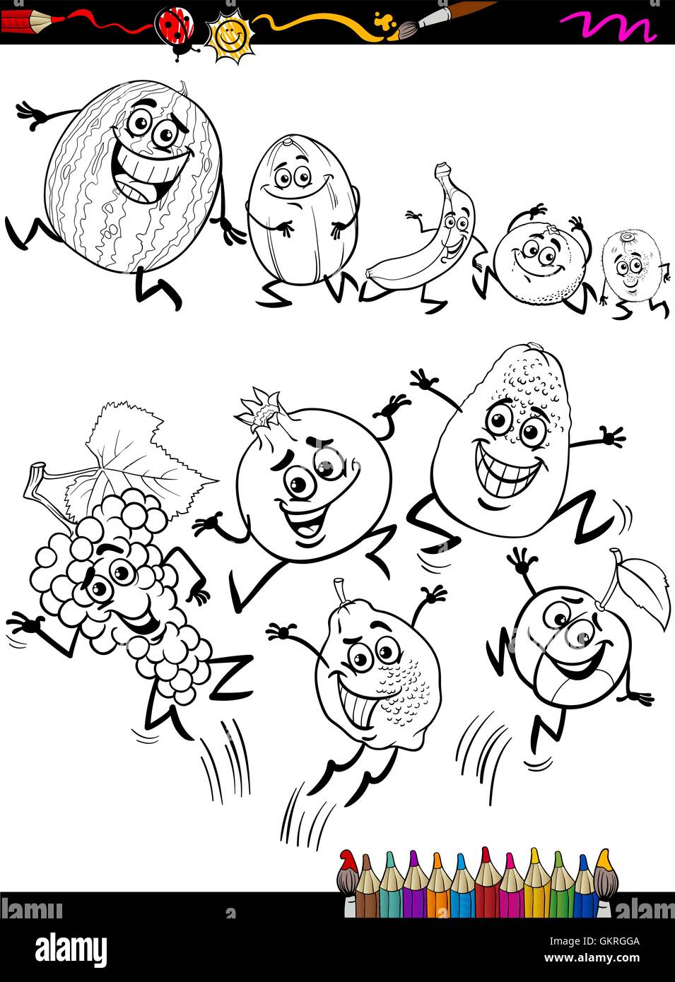 Running fruits cartoon illustration hi-res stock photography and images ...