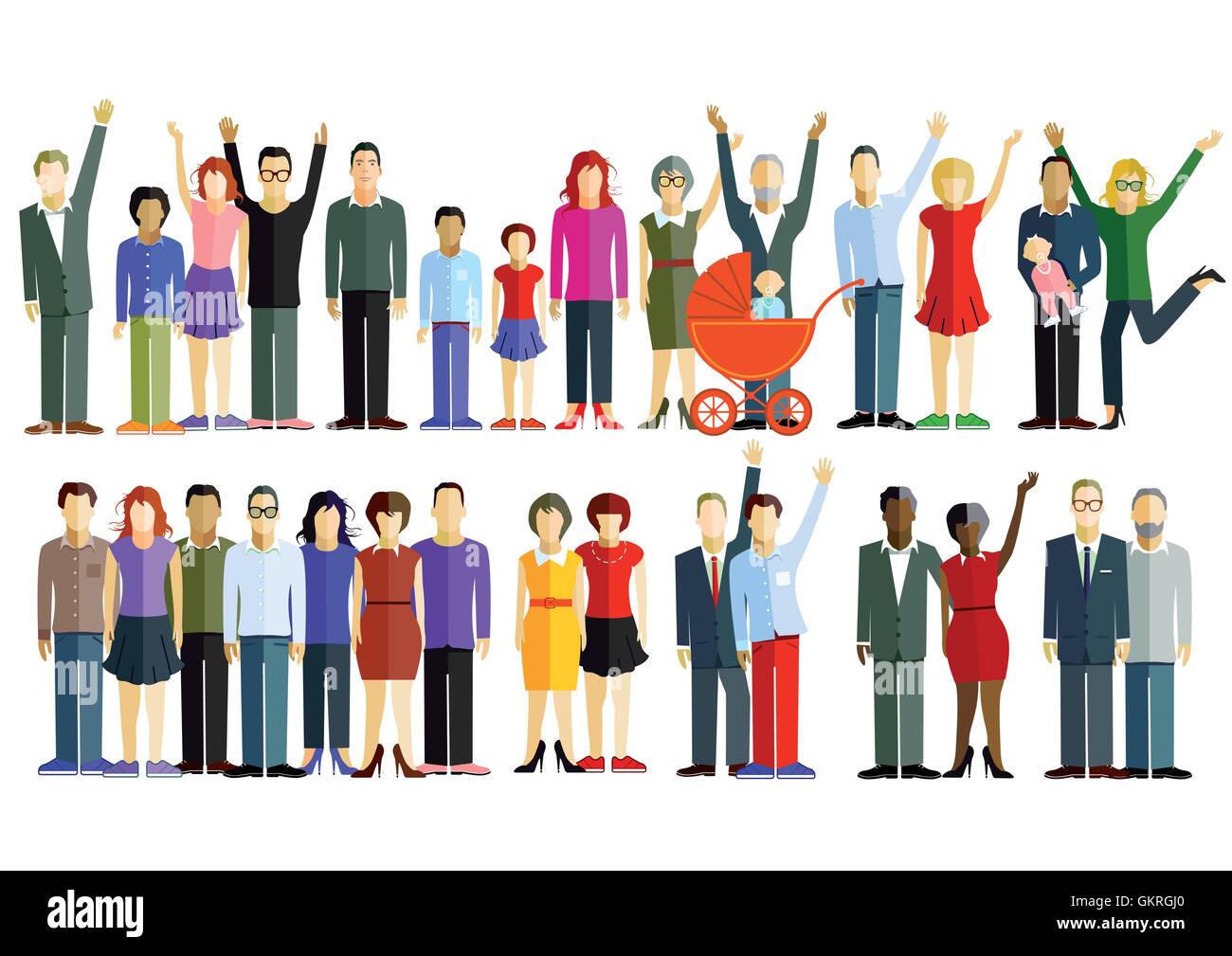 Cheerful carefree friends in Stock Vector Images - Alamy