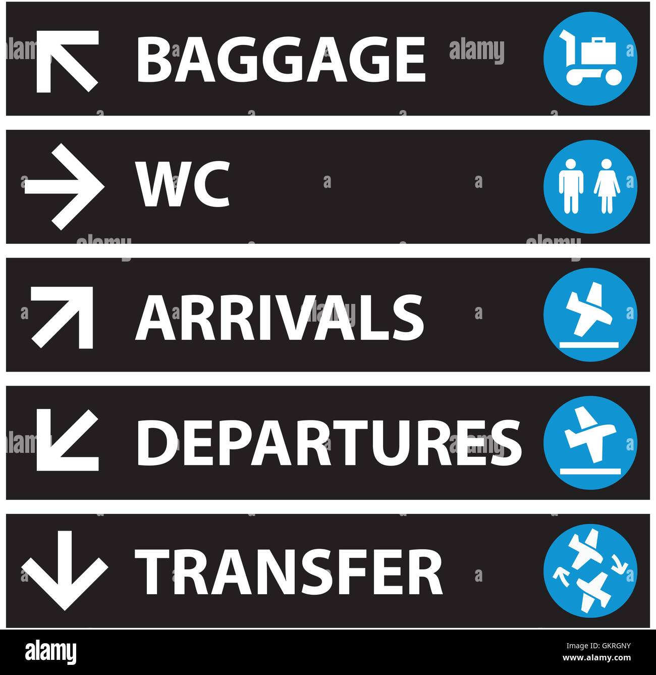 Vector Airport Signs on black background. Airport icon Stock Vector ...