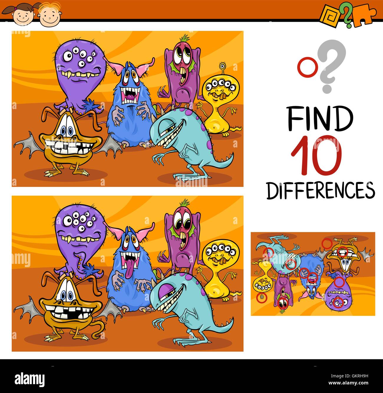 education illustration puzzle find cartoon differences spot application ...