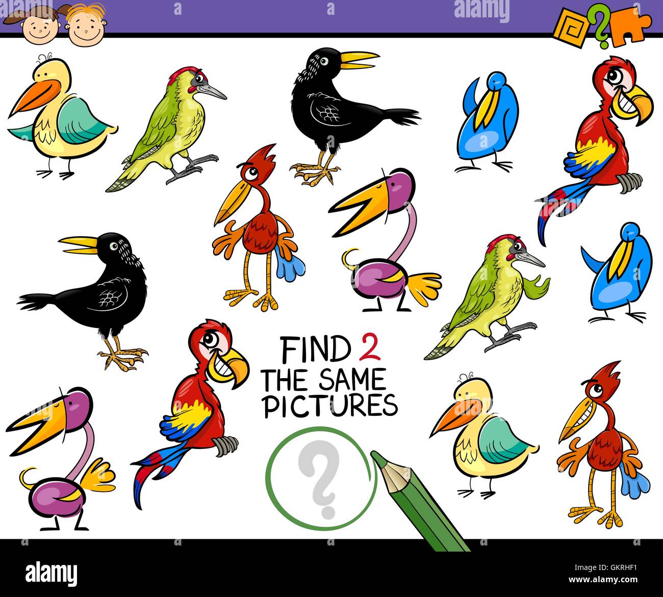 find same picture game cartoon Stock Vector Image & Art - Alamy