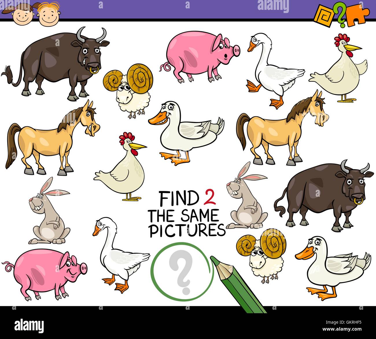 find same picture game cartoon Stock Vector Image & Art - Alamy
