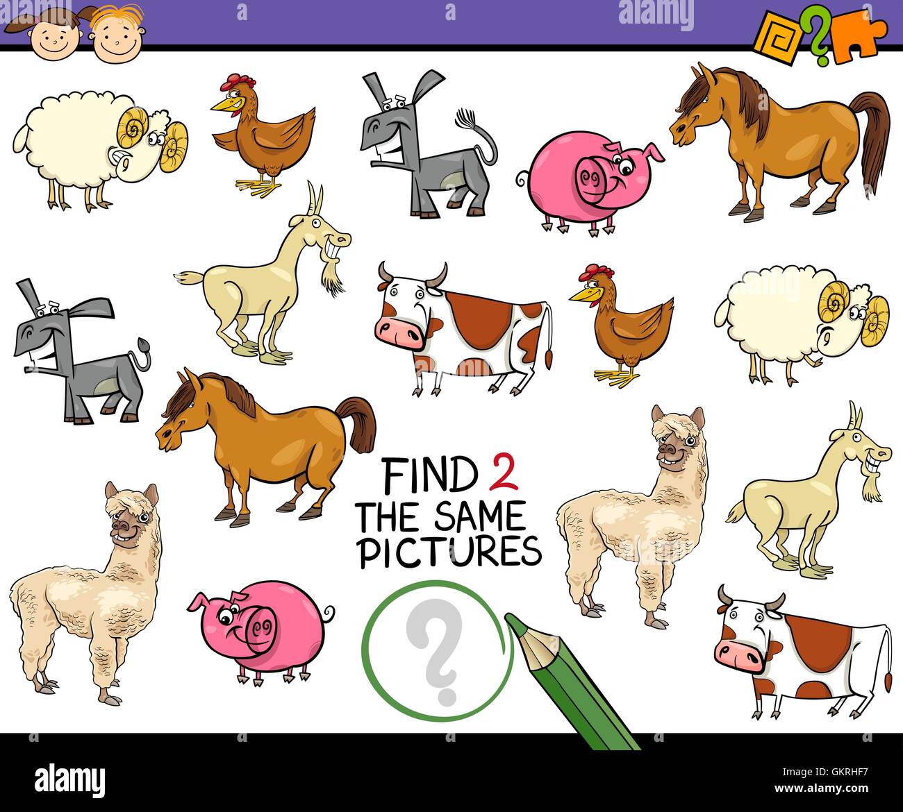 find same picture game cartoon Stock Vector Image & Art - Alamy
