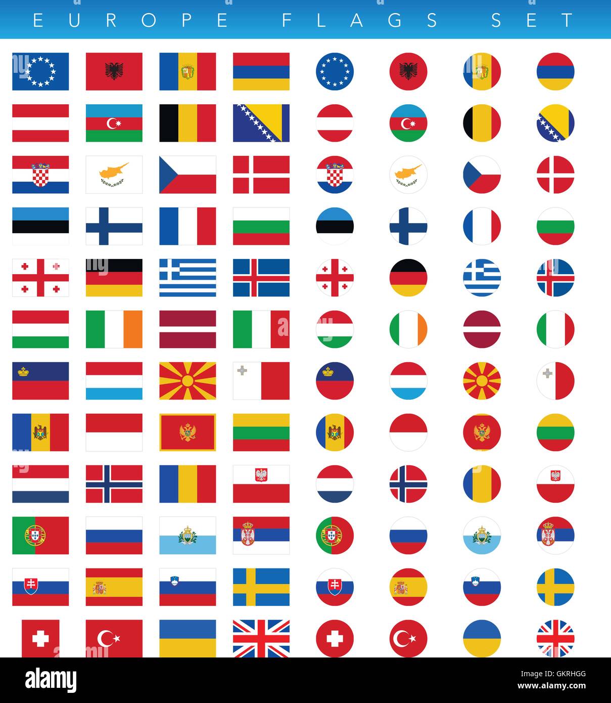 Flags Of European Countries Europe Countries Flags Vector Images