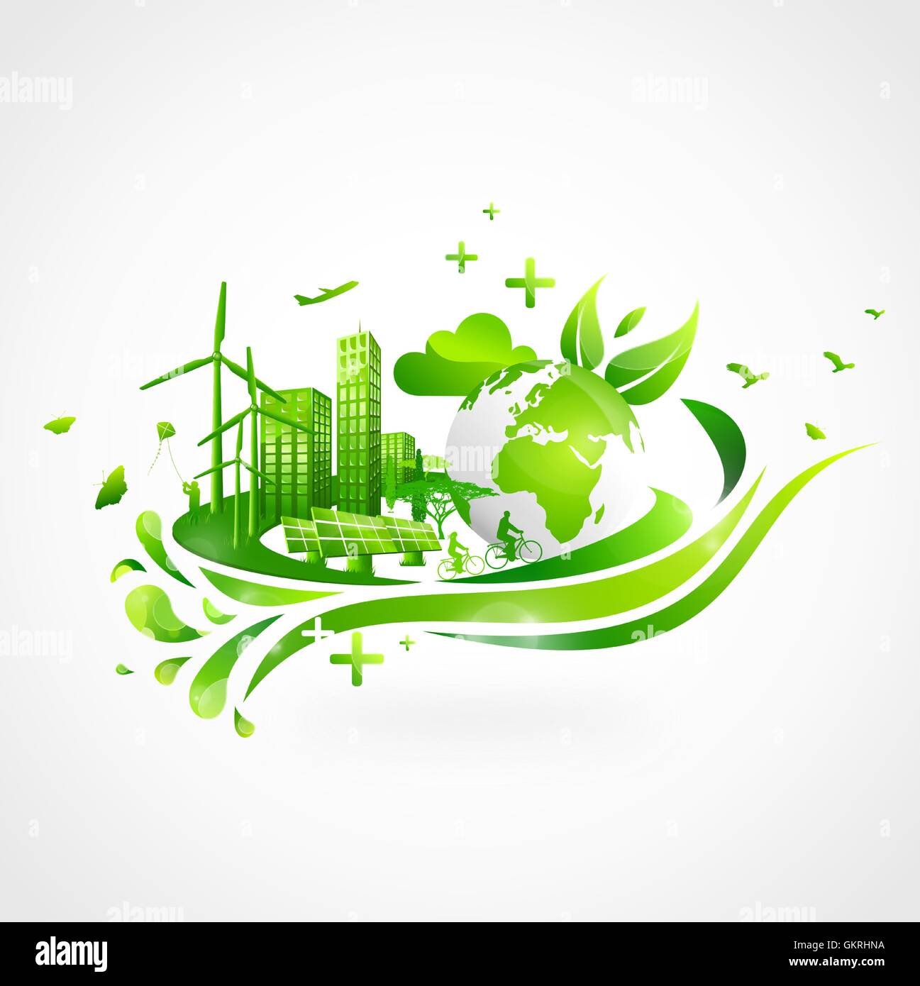 Green city with Earth Stock Vector Image & Art - Alamy