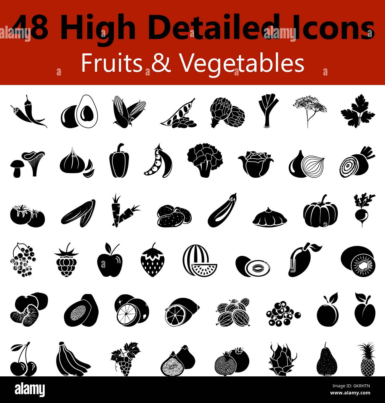 Fruits and Vegetables Smooth Icons Stock Vector Image & Art - Alamy