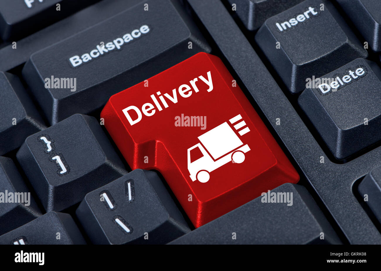 Button with car delivery Stock Photo - Alamy
