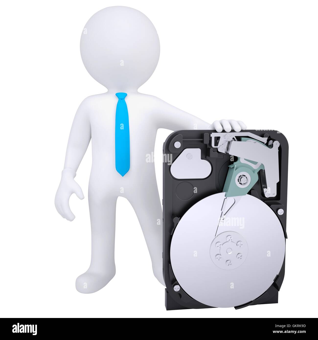3d white man holding a hard drive Stock Photo - Alamy