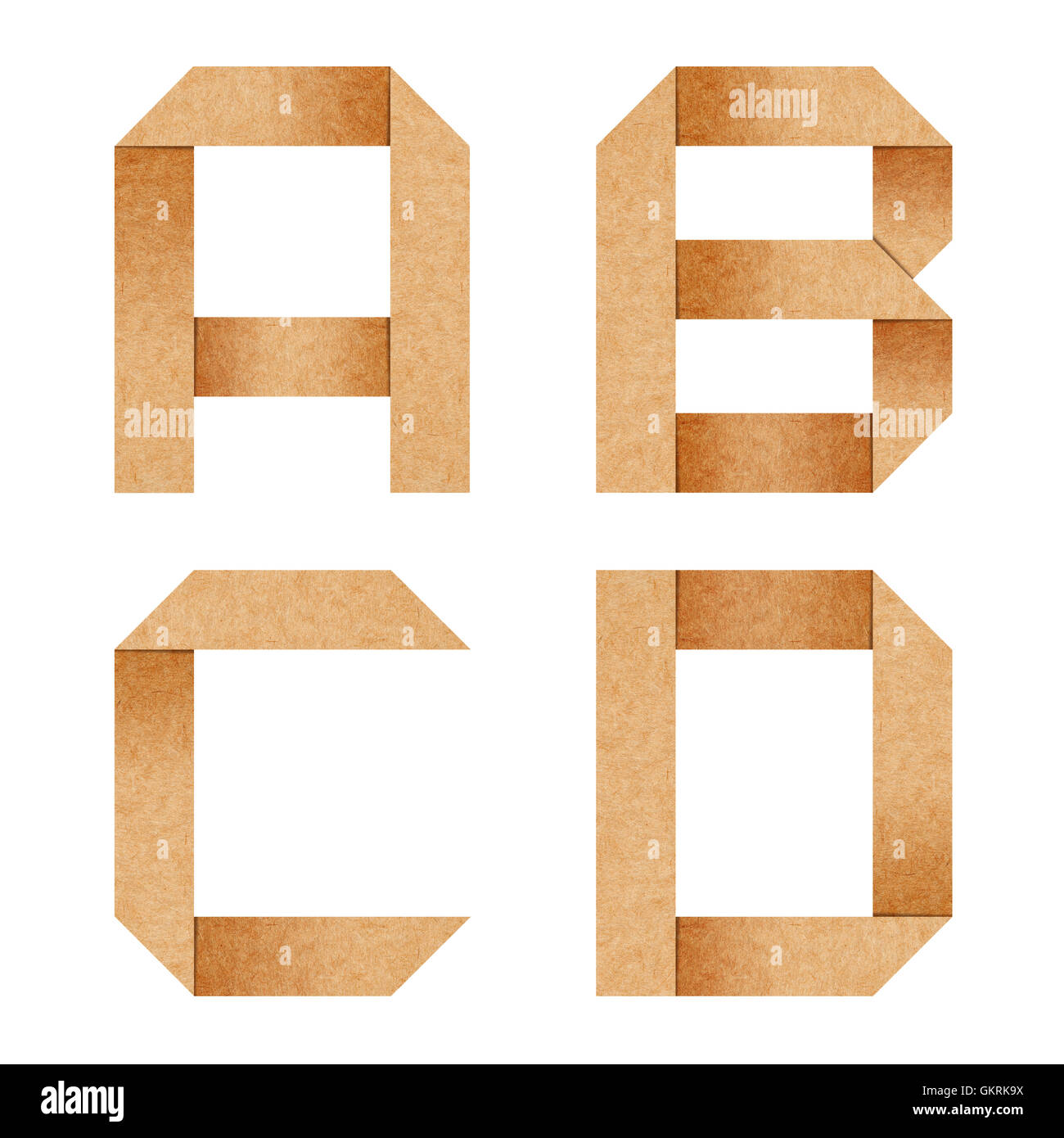A,B,C,D Origami alphabet letters from recycled paper Stock Photo - Alamy