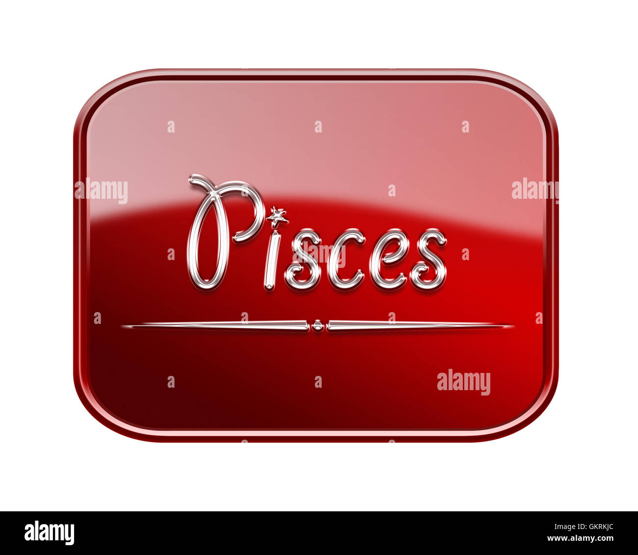 Pisces zodiac icon red glossy, isolated on white background Stock Photo ...