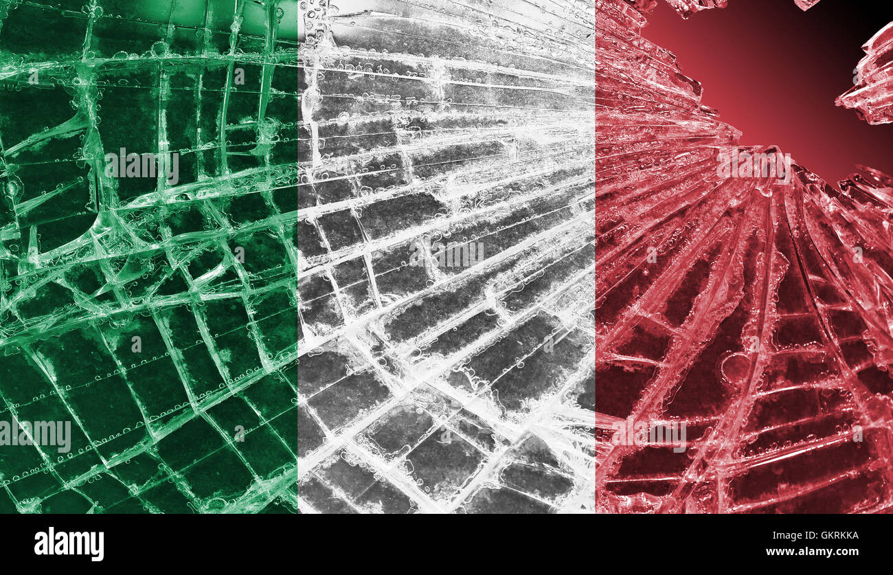 Broken glass or ice with a flag, Italy Stock Photo - Alamy