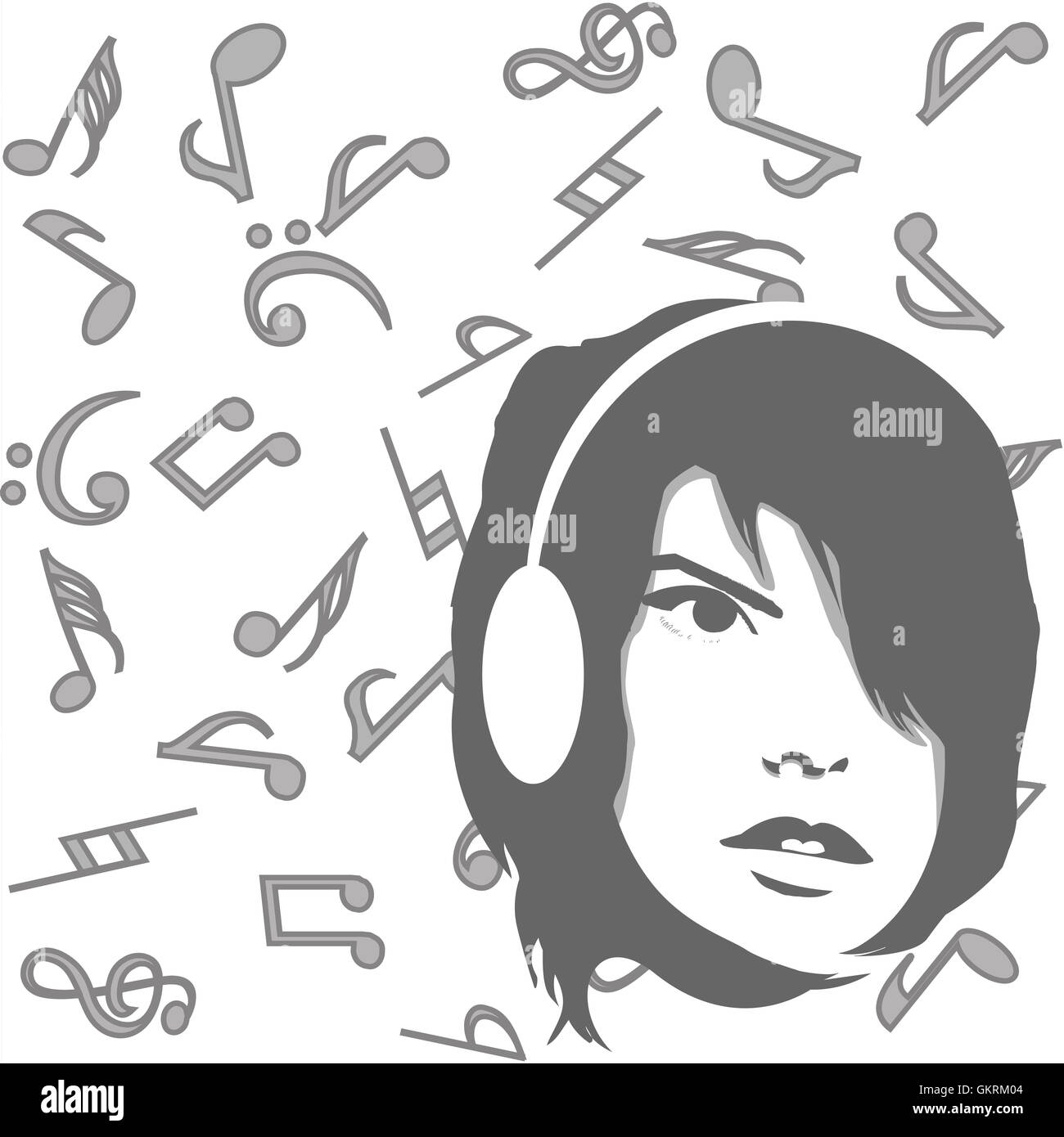 Background with girl listening to music Stock Photo - Alamy