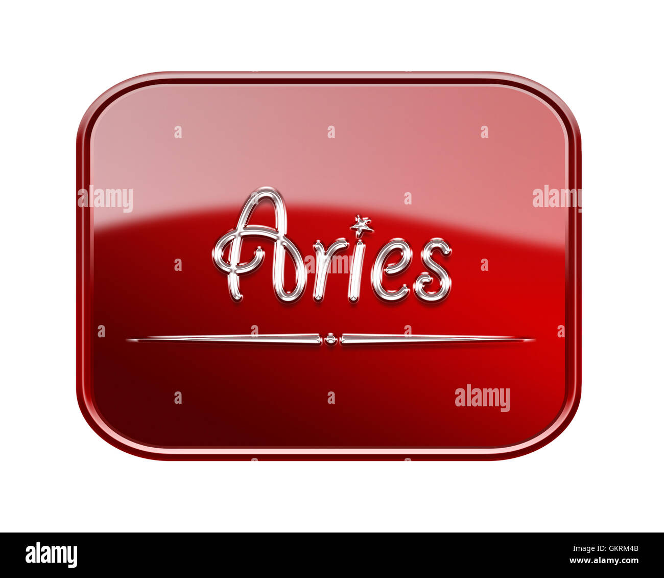 Aries zodiac icon red glossy, isolated on white background Stock Photo ...