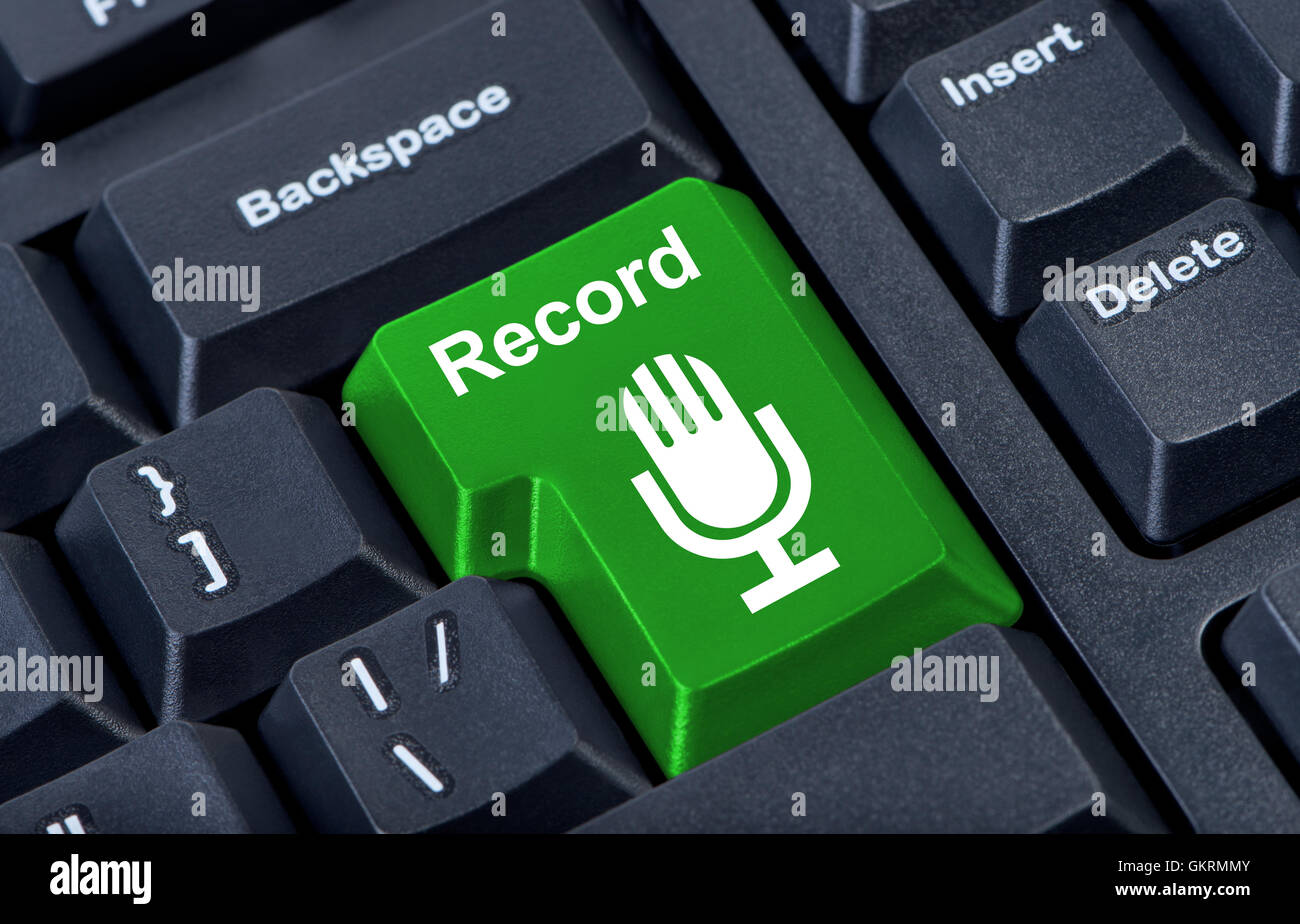 Button record with microphone Stock Photo - Alamy