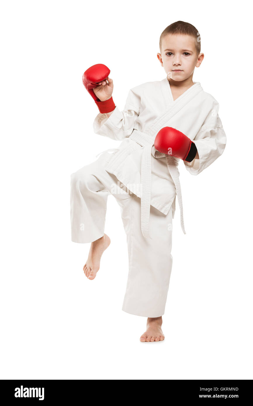 Child boy in kimono training karate Stock Photo - Alamy