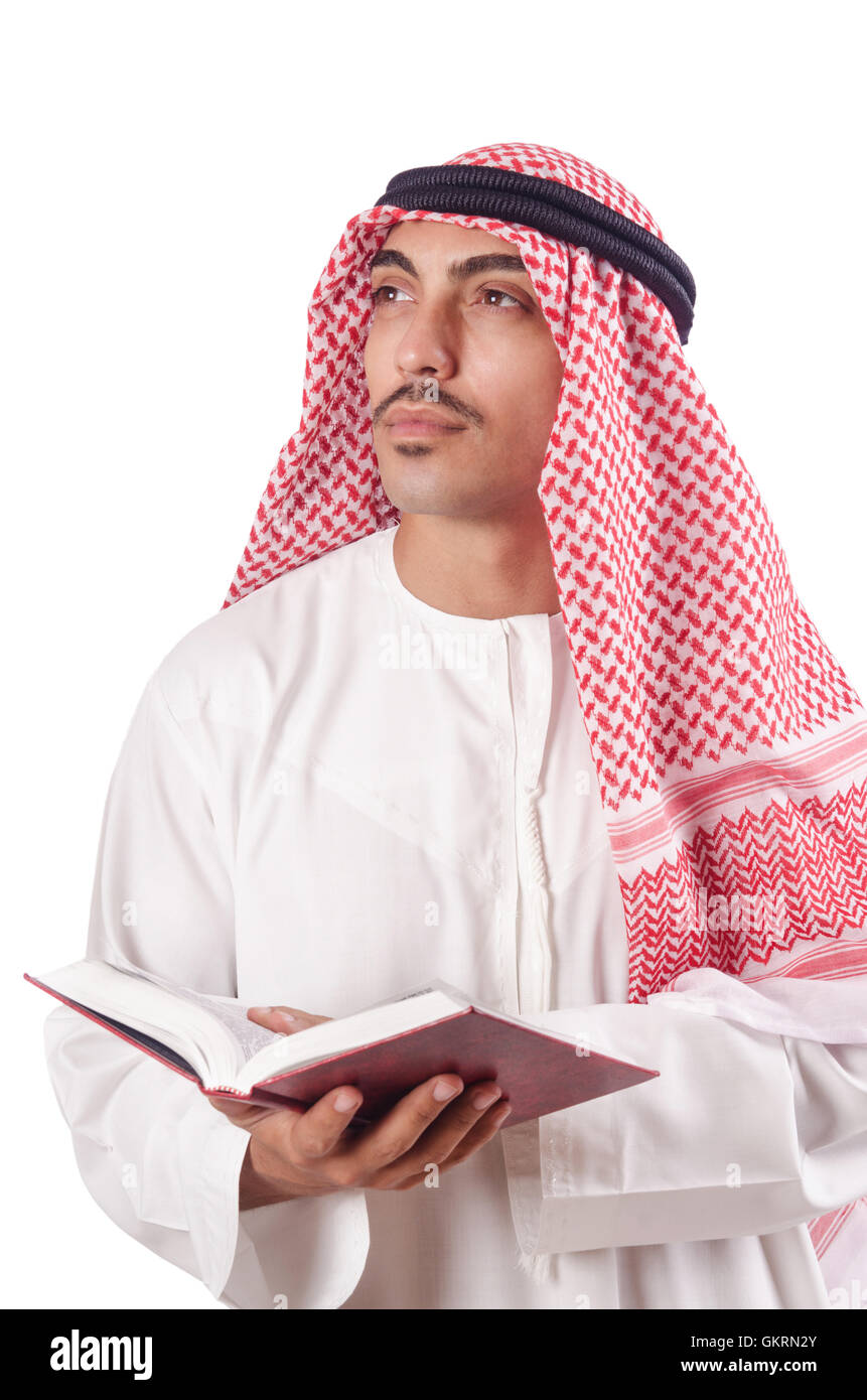 Arab man praying on white Stock Photo - Alamy