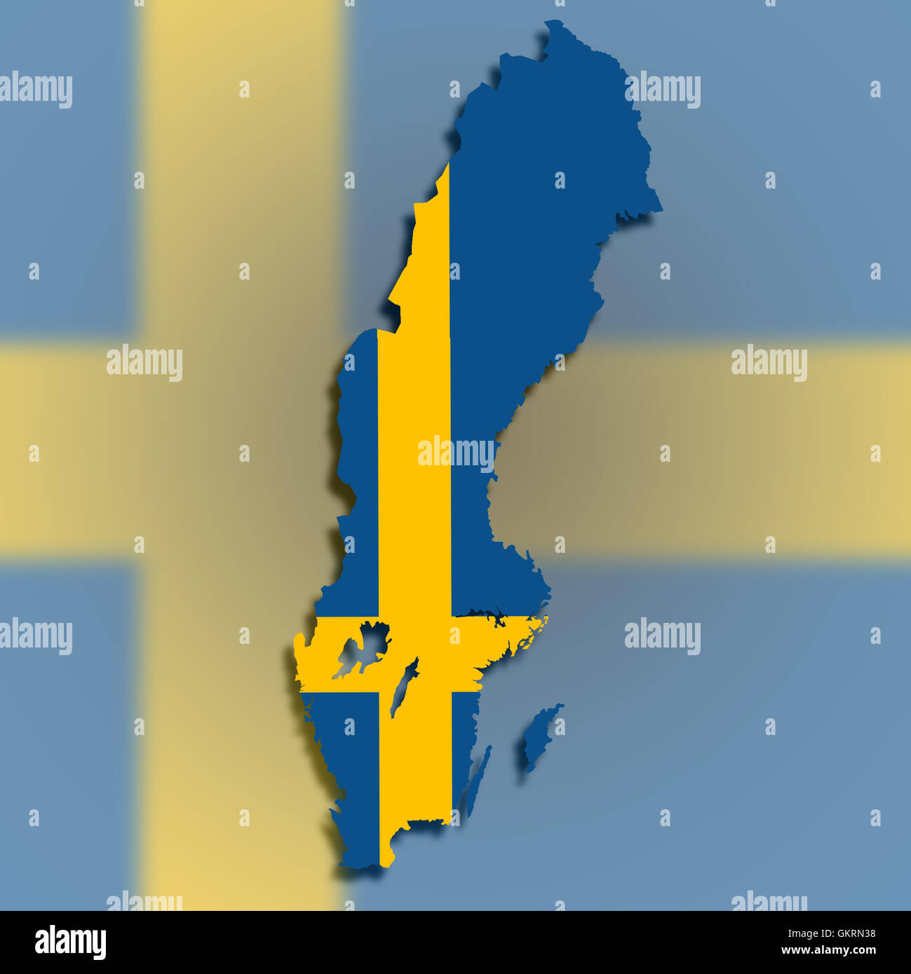 Map of Sweden filled with flag Stock Photo - Alamy